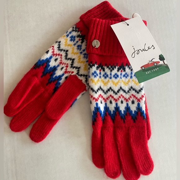 Joules | Accessories | Joules Red Blue White Fairisle Gloves | Poshmark